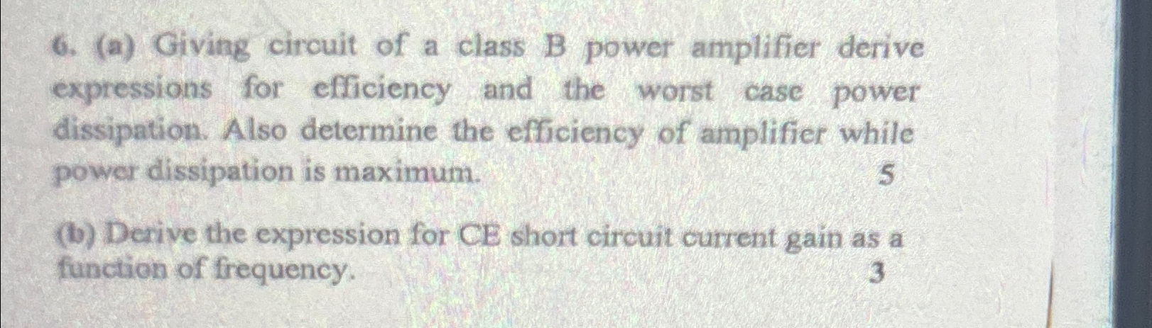 Solved (a) ﻿Giving circuit of a class B power amplifier | Chegg.com