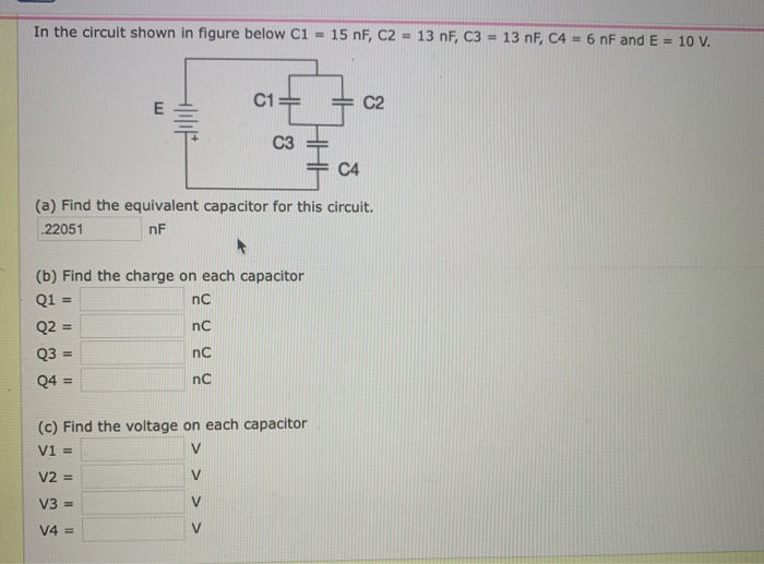 Solved In the circuit shown in figure below C1 = 15 nF, C2 = | Chegg.com