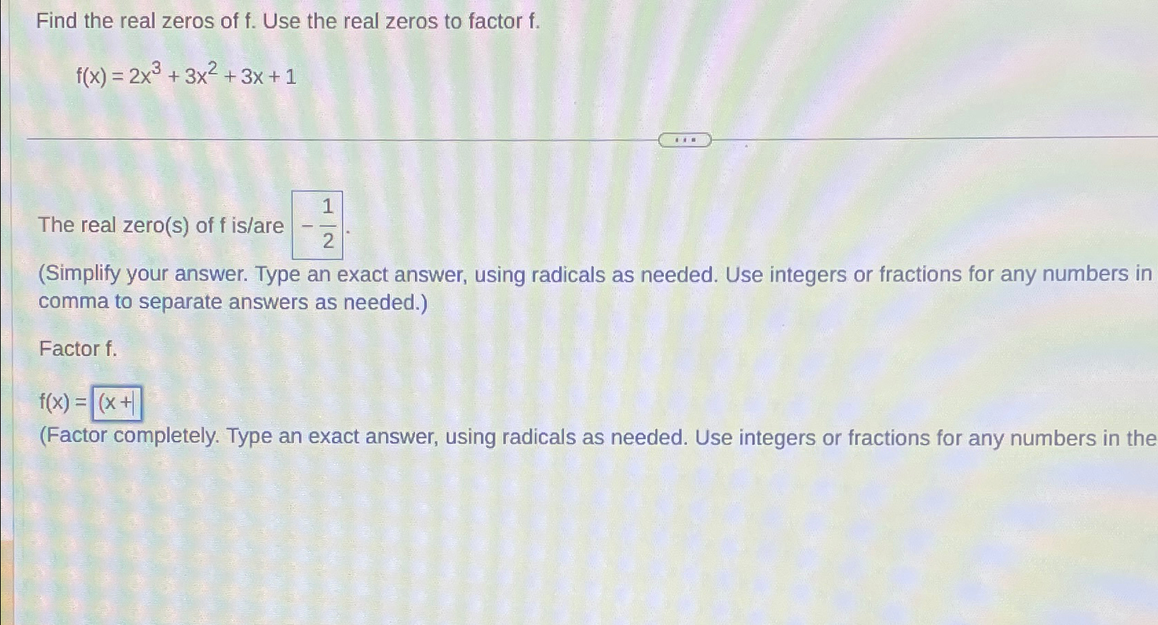 Solved Find the real zeros of f. ﻿Use the real zeros to | Chegg.com
