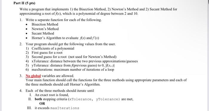 Solved Write A Program That Implements 1 The Bisection