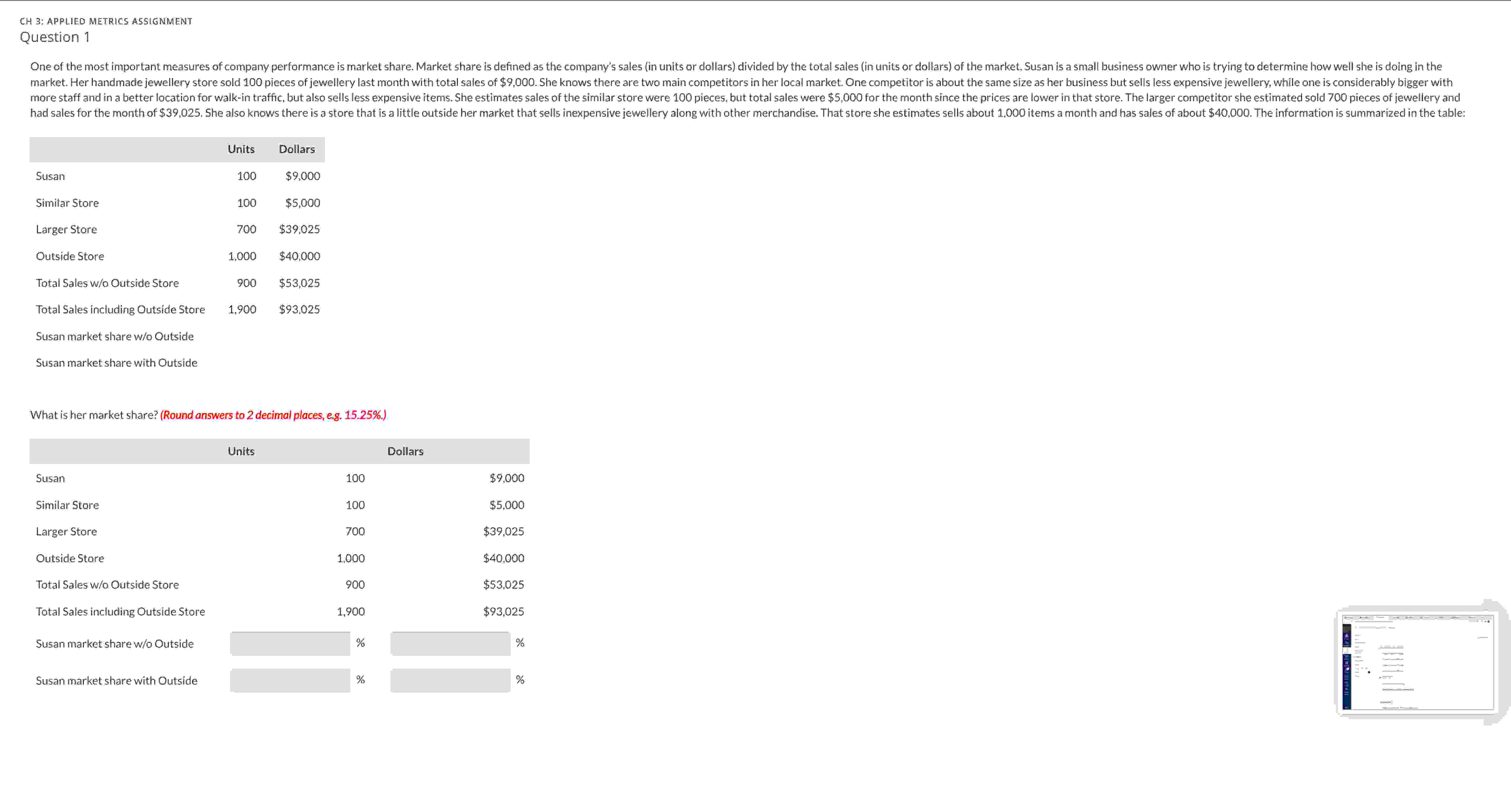 Solved CH 3: APPLIED METRICS ASSIGNMENTQuestion 1 | Chegg.com