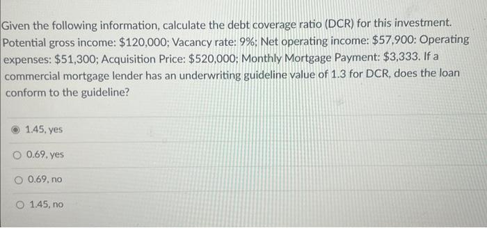 Solved Given the following information, calculate the debt | Chegg.com