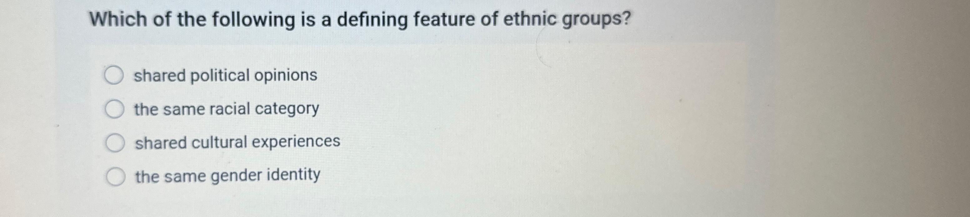 Solved Which of the following is a defining feature of | Chegg.com