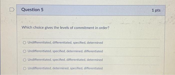 Solved Which choice gives the levels of commitment in order? | Chegg.com
