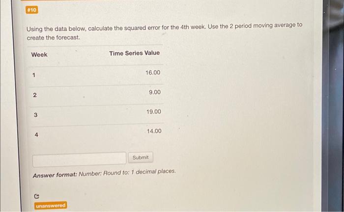 Solved Using the data below, calculate the squared error for | Chegg.com