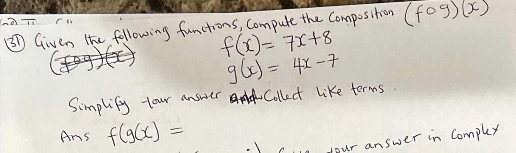 Solved (31) ﻿Given the following functions, compute the | Chegg.com