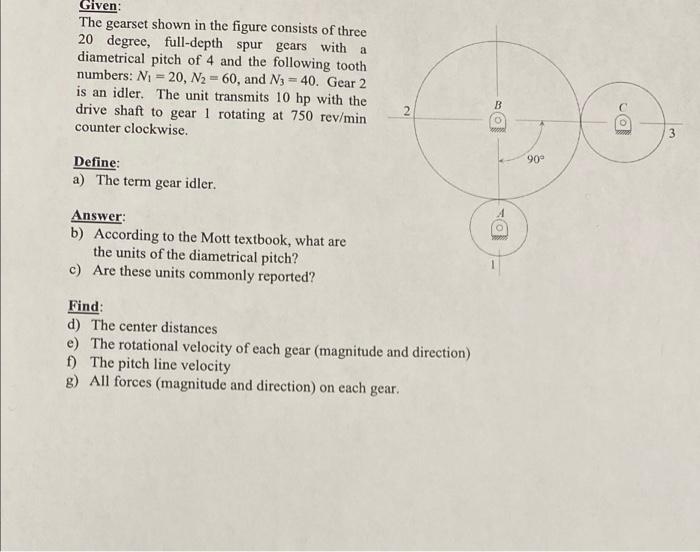 Solved Given: The gearset shown in the figure consists of | Chegg.com