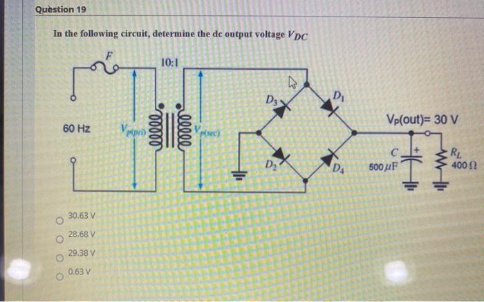 Solved Question 19 In the following circuit, determine the | Chegg.com