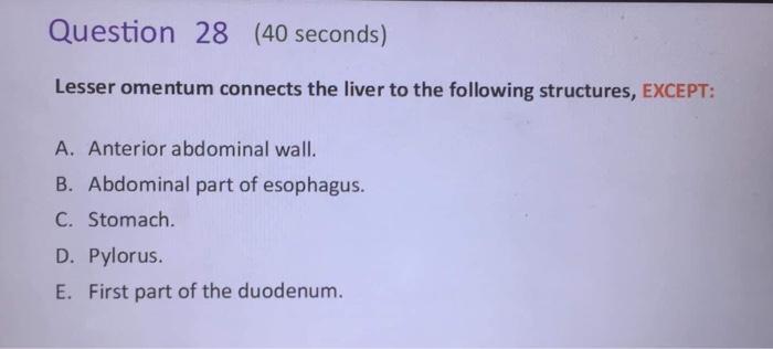 Solved Question 26 (45 seconds) The falciform ligament has | Chegg.com