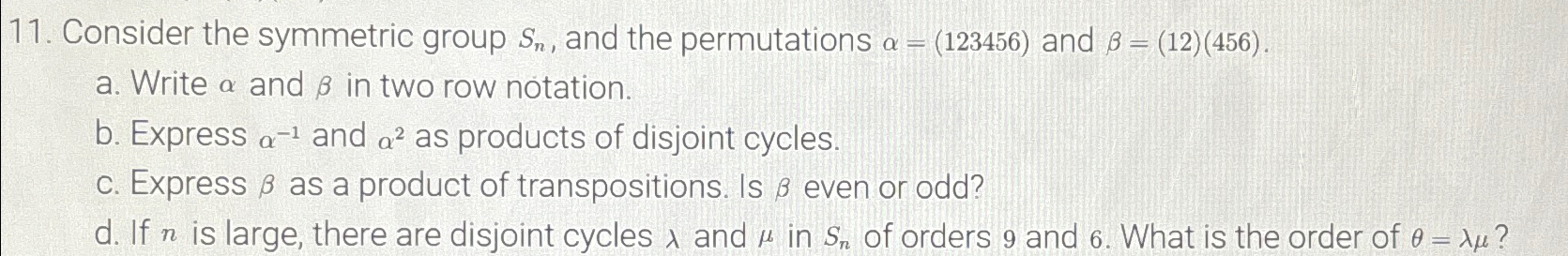 Solved Consider The Symmetric Group Sn ﻿and The