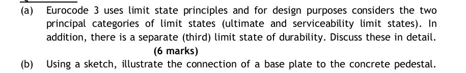 Solved (a) Eurocode 3 uses limit state principles and for | Chegg.com