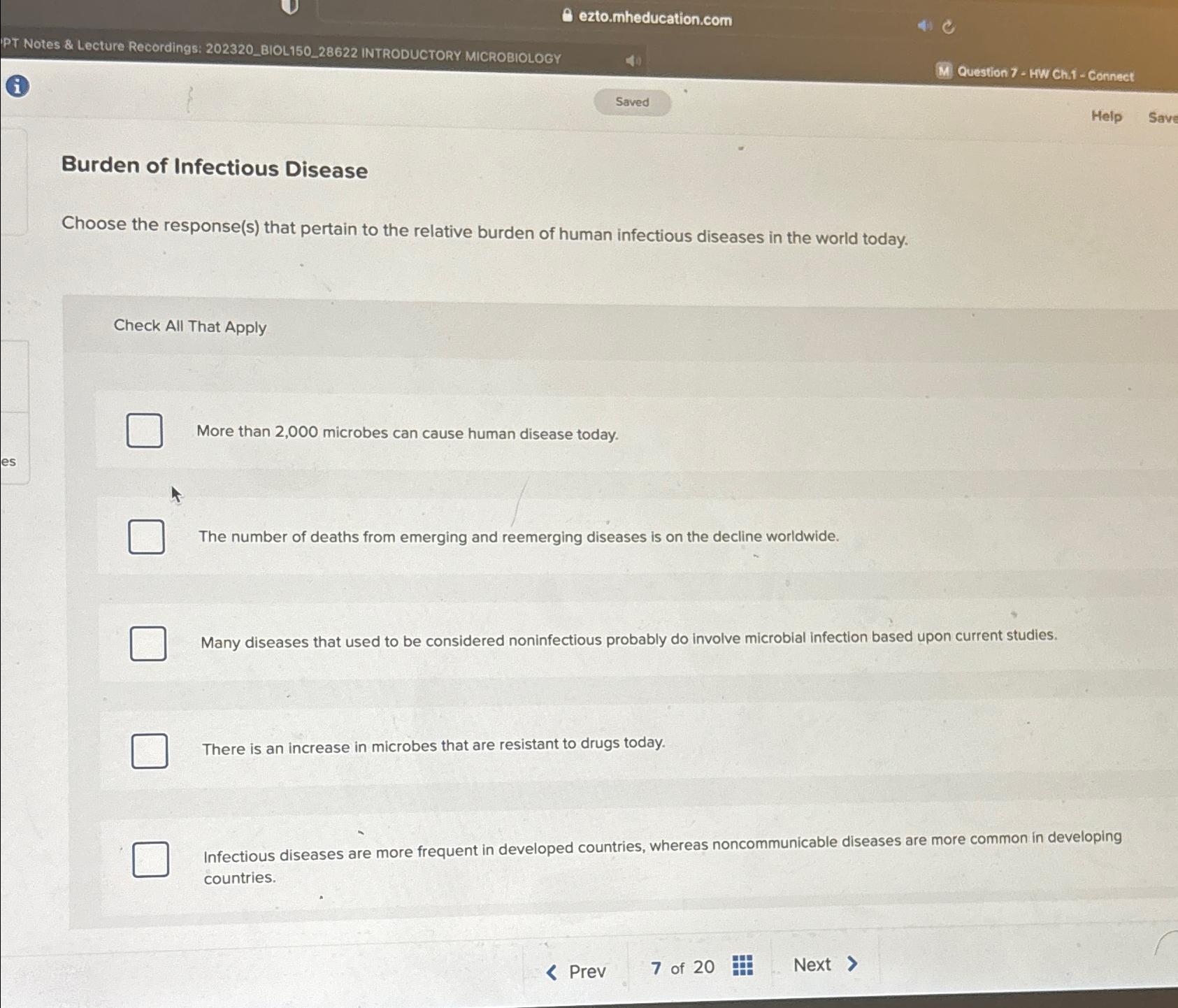 Solved Burden of Infectious DiseaseChoose the response(s) | Chegg.com