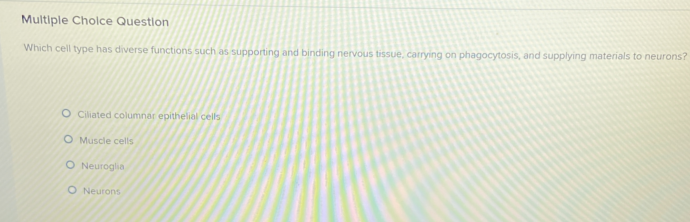 Solved Multiple Cholce QuestionWhich cell type has diverse | Chegg.com