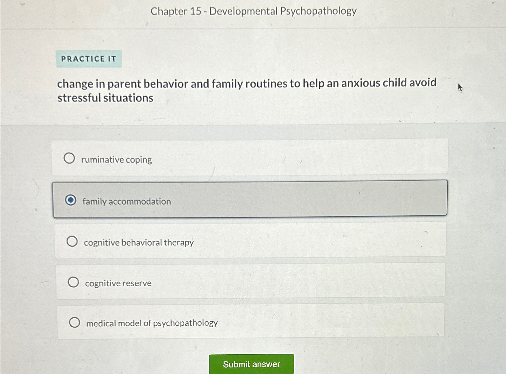 Solved Chapter 15 - ﻿Developmental Psychopathology change in | Chegg.com