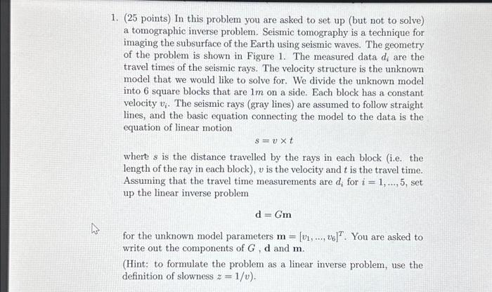 Solved 1. (25 points) In this problem you are asked to set | Chegg.com