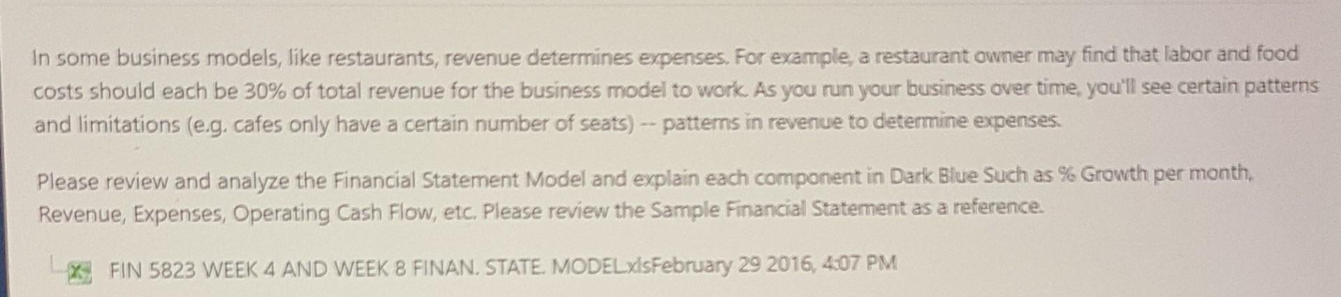 In some business models, like restaurants, revenue | Chegg.com