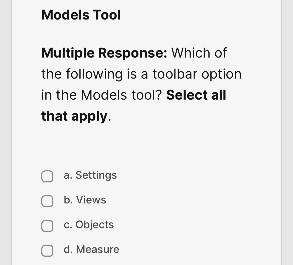 Solved Models ToolMultiple Response: Which of the following | Chegg.com
