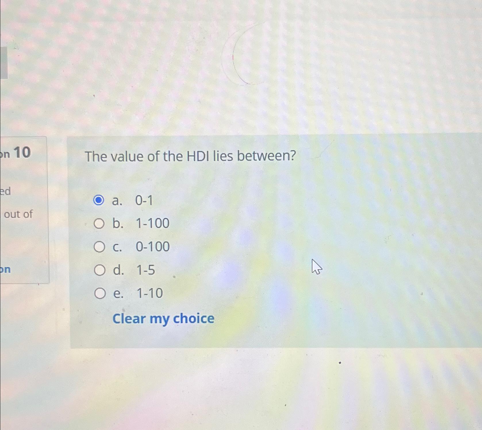 Solved The value of the HDI lies | Chegg.com