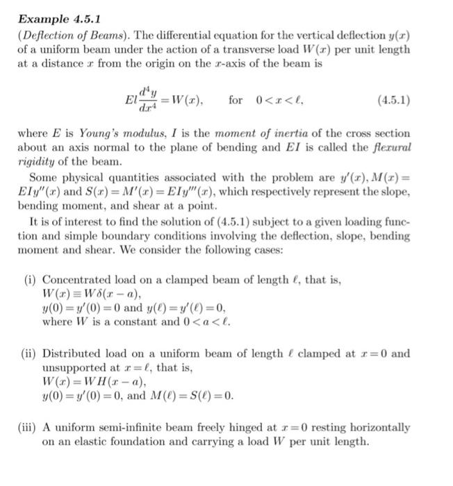 Solved Example 4.5.1 (Deflection of Beams). The differential | Chegg.com