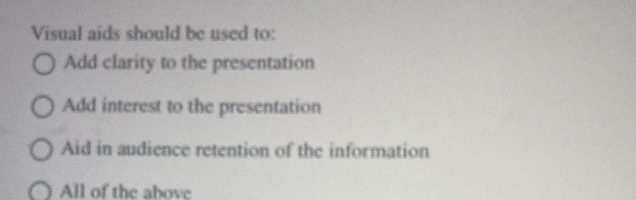 Solved Visual aids should be used to:Add elarity to the | Chegg.com