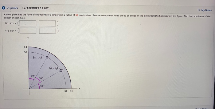 Solved -1 points LarATRMRP7 5.2.082. My Notes A steel plate | Chegg.com