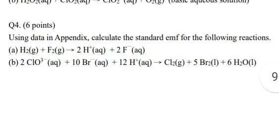 Solved Q4. (6 points) Using data in Appendix, calculate the | Chegg.com