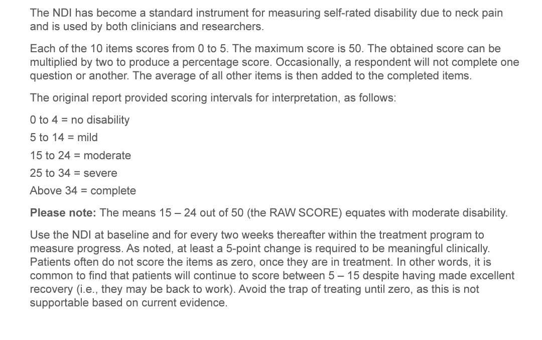 Solved The NDI has become a standard instrument for | Chegg.com