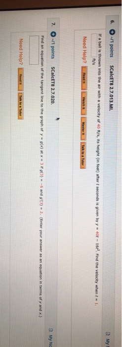 Solved 6. -/1 points SCalcET8 2.7.013.MI My If a ball is | Chegg.com