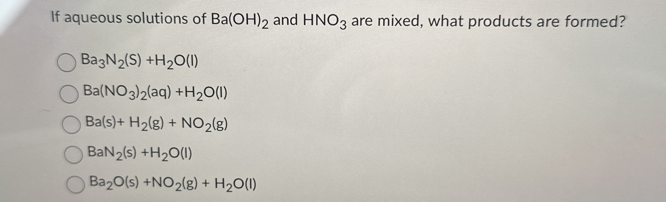High Quality SOLUTION If aqueous solutions of Ba(OH)2 ﻿and HNO3 ﻿are mixed, | Chegg.com