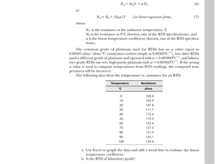 Solved 5 Resistance Temperature Detector The linear | Chegg.com