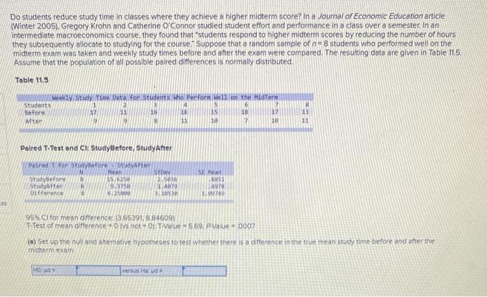 Solved Do students reduce study time in classes where they | Chegg.com