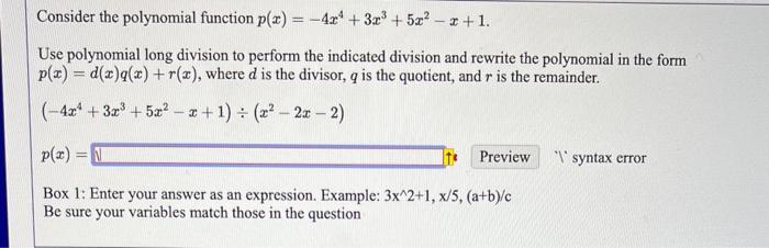 Solved Consider the polynomial function | Chegg.com
