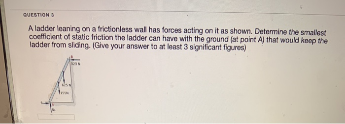 Solved QUESTION 3 Aladder leaning on a frictionless wall has | Chegg.com
