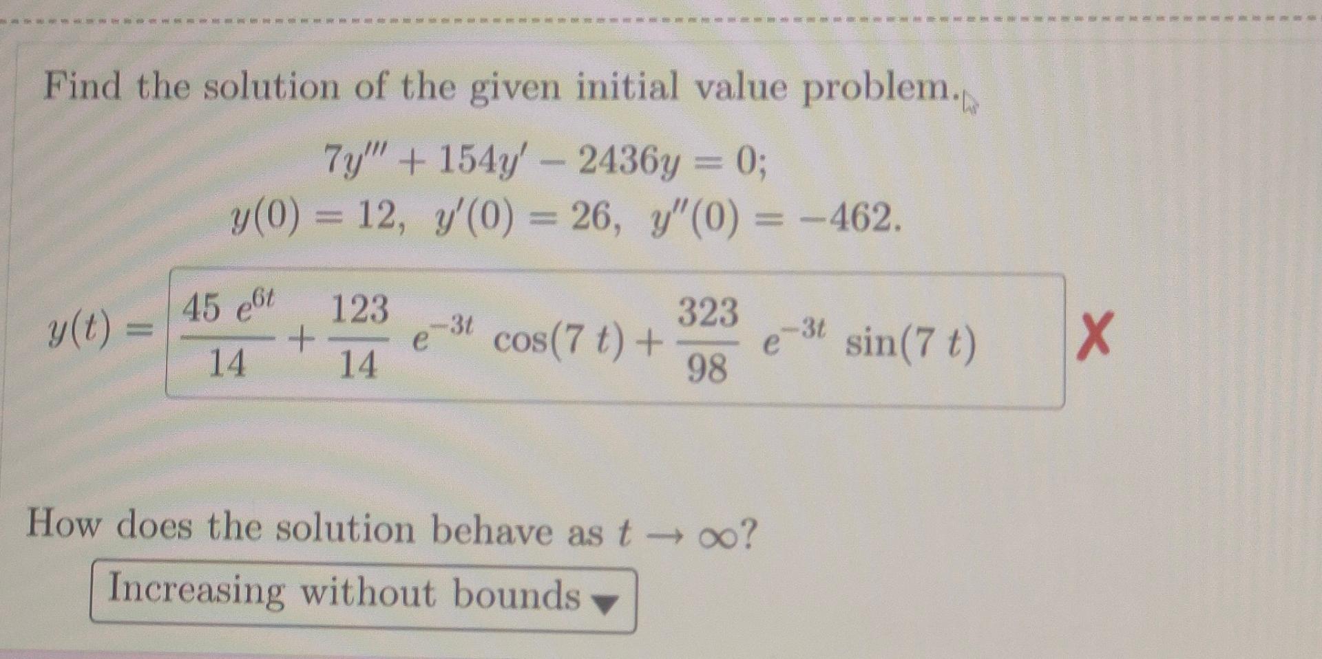 Find the solution of the given initial value problem. | Chegg.com