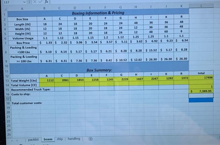 Solved In cell boxes!B14 calculate the volume in cubic feet | Chegg.com