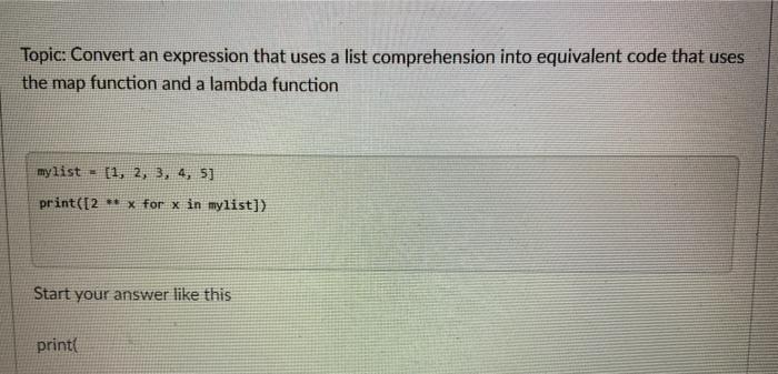 Solved Topic: Convert an expression that uses a list | Chegg.com