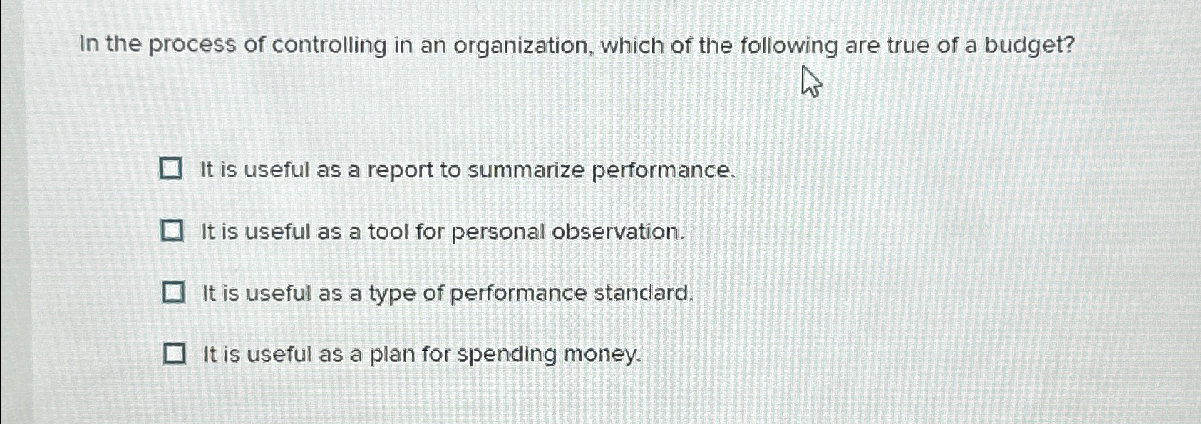 Solved In the process of controlling in an organization, | Chegg.com
