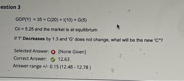 Solved stion 3 GDP(Y)=35=C(20)+I(10)+G(5) C0=5.25 and the | Chegg.com Solved stion 3 GDP(Y)=35=C(20)+I(10)+G(5) C0=5.25 and the | Chegg.com