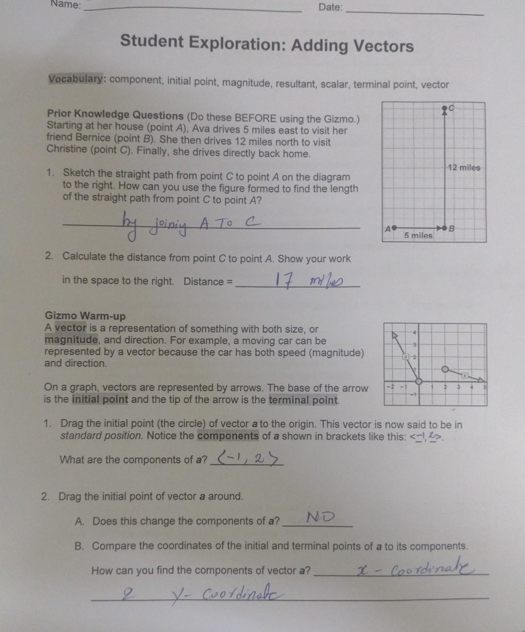 Solved Student Exploration: Adding Vectors Vocabulary: | Chegg.com