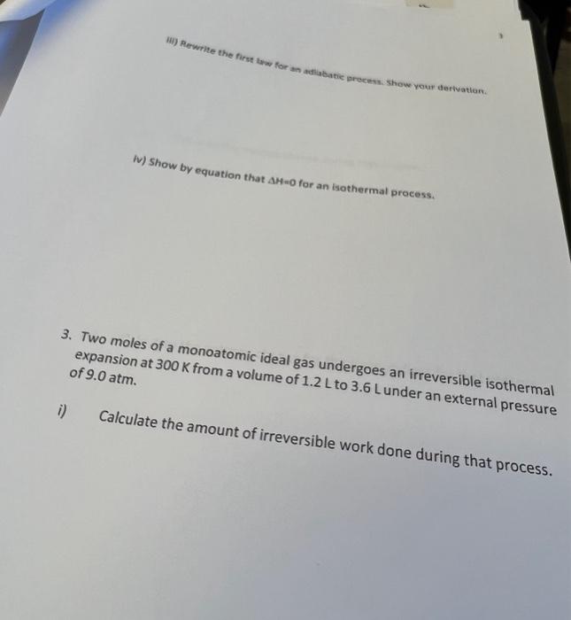 Solved h) Show by equation that AM=0 for an isothermal | Chegg.com