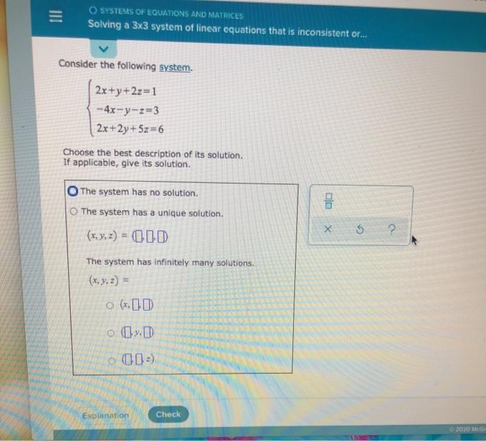 Solved O SYSTEMS OF EQUATIONS AND MATRICES Solving a 3x3 | Chegg.com