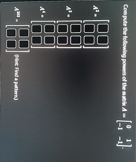 Solved Compute the following powers of the matixix | Chegg.com