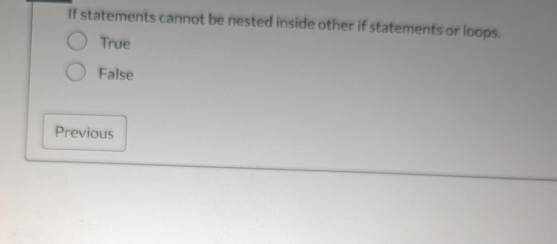 Solved If statements cannot be nested inside other if | Chegg.com