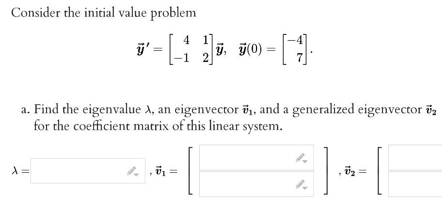 Solved Consider the initial value problem j'=[-1 :) 4 1 -1 2 | Chegg.com