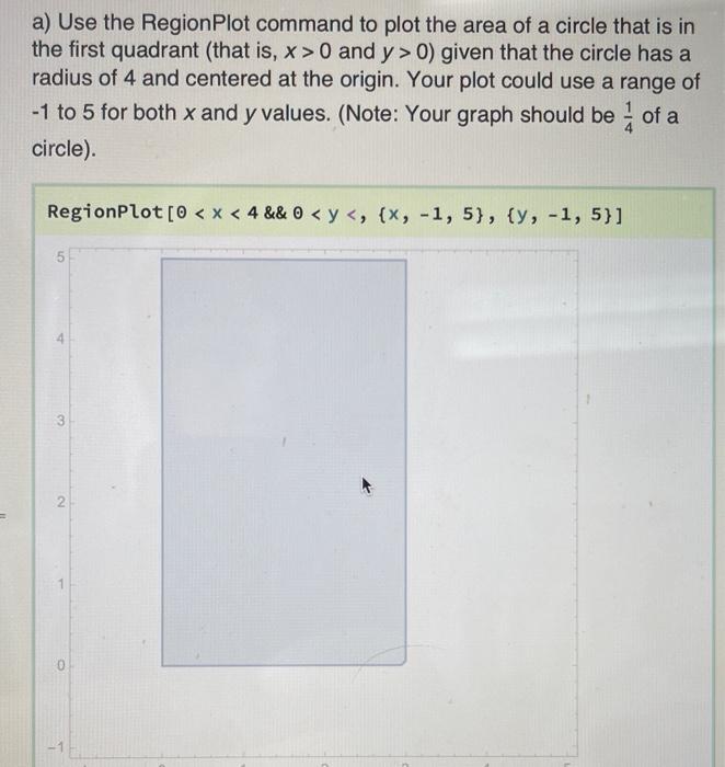 Solved A Use The Regionplot Command To Plot The Area Of A