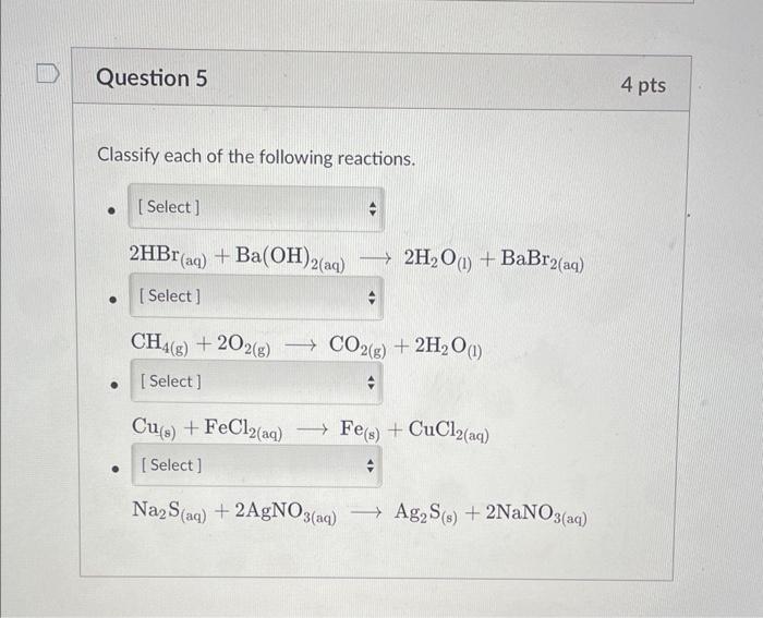 Solved Classify each of the following reactions. | Chegg.com