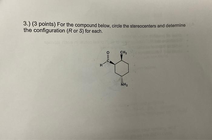 Solved 3.) (3 points) For the compound below, circle the | Chegg.com