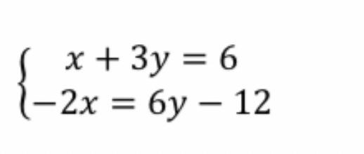 Solved {x+3y=6−2x=6y−12 | Chegg.com