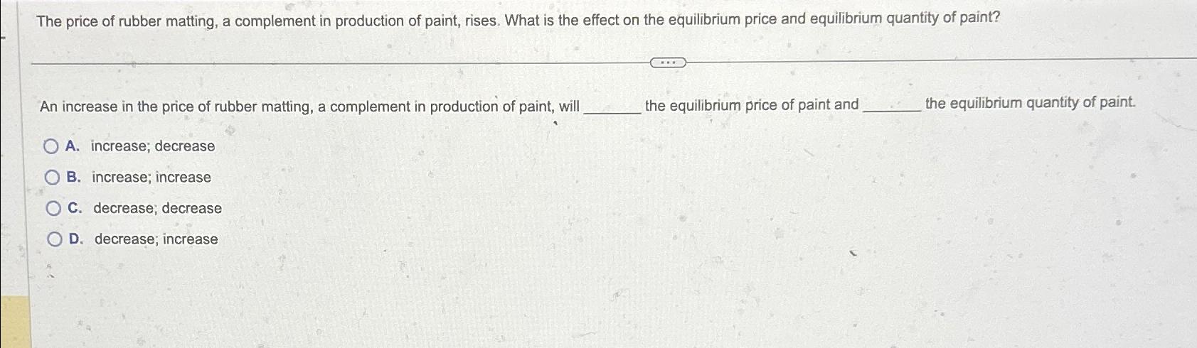 Solved The price of rubber matting, a complement in | Chegg.com