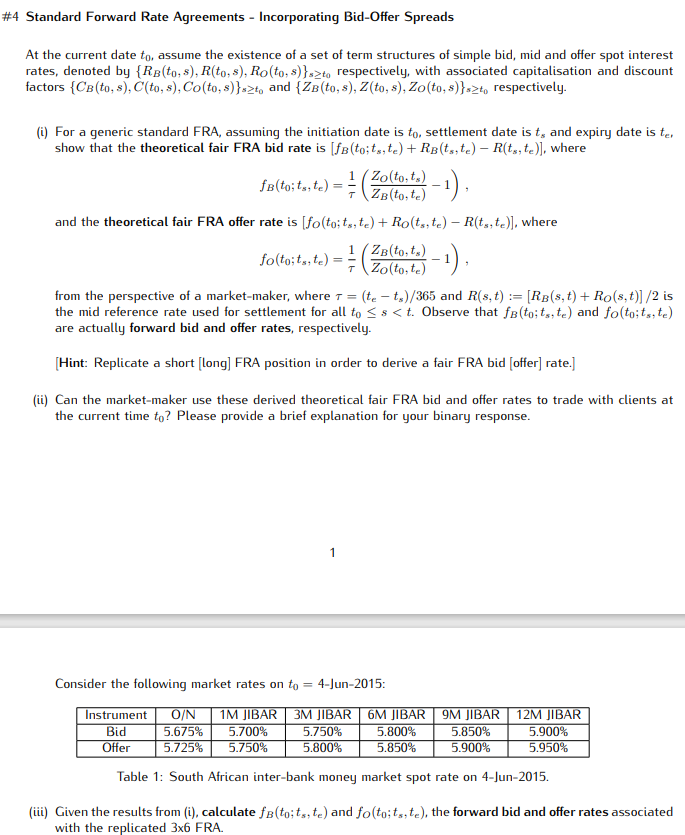 #4 ﻿Standard Forward Rate Agreements - ﻿Incorporating | Chegg.com